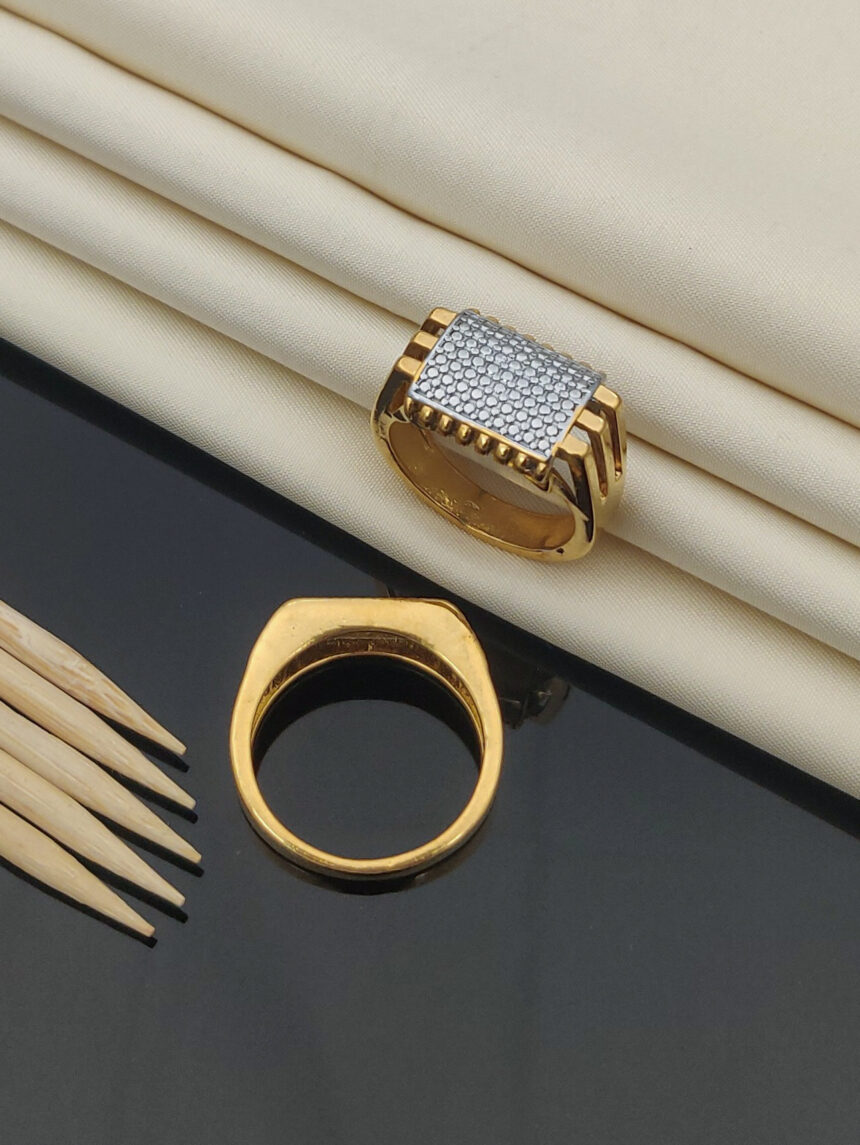 Elegant Gold Plated Diamond Ring for Men - Gracy jewellery