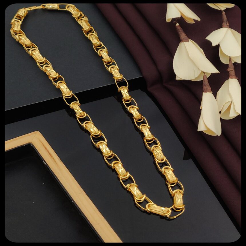 1 Gram Gold Plated Funky Design Chain for Men - Gracy jewellery